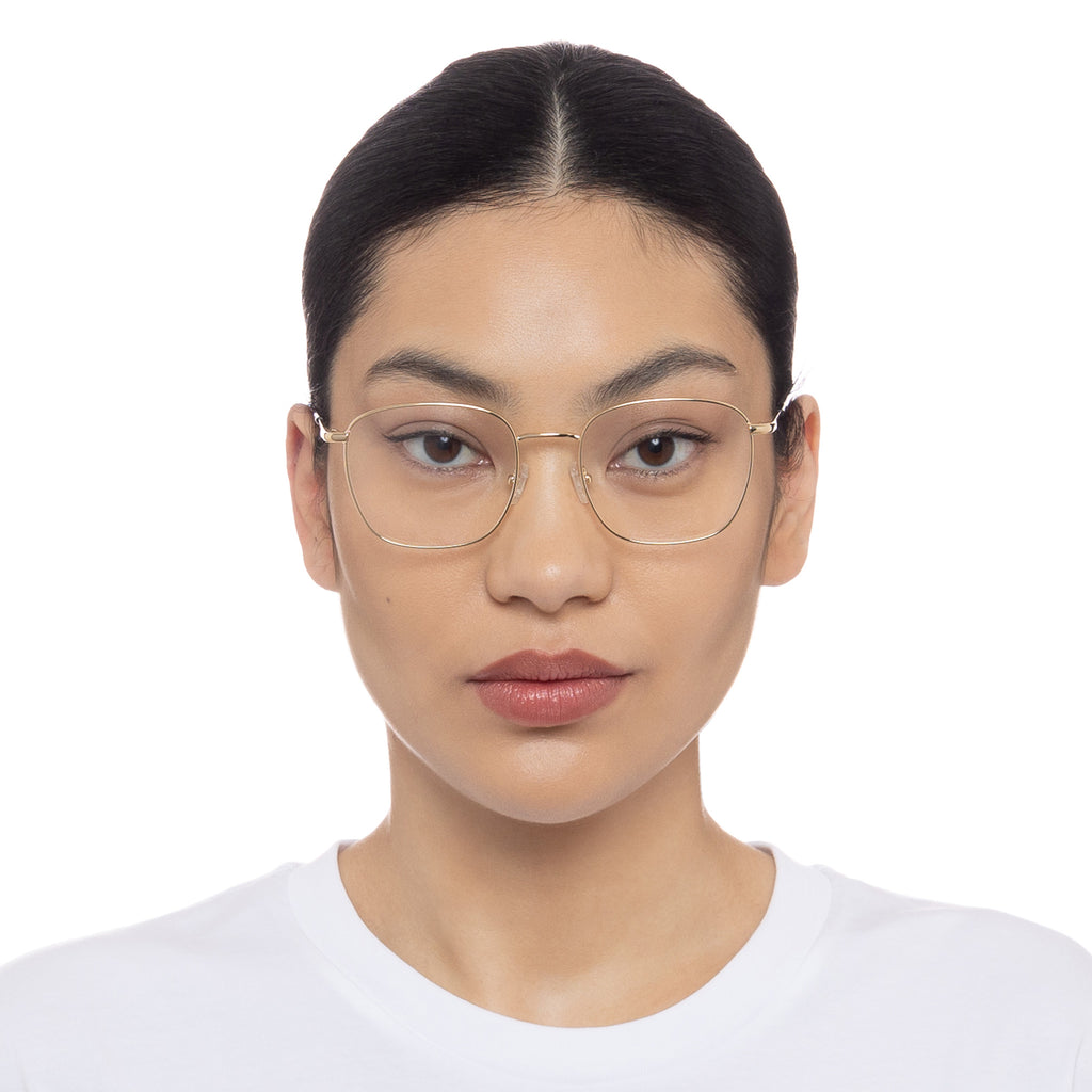 Tempus Bright Gold Uni-Sex Square Optical Frames | Le Specs