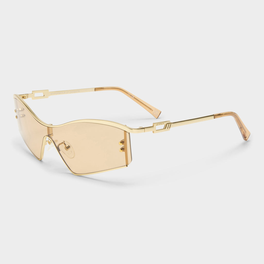 Hyperbole Satin Gold Uni Sex Shield Sunglasses Le Specs