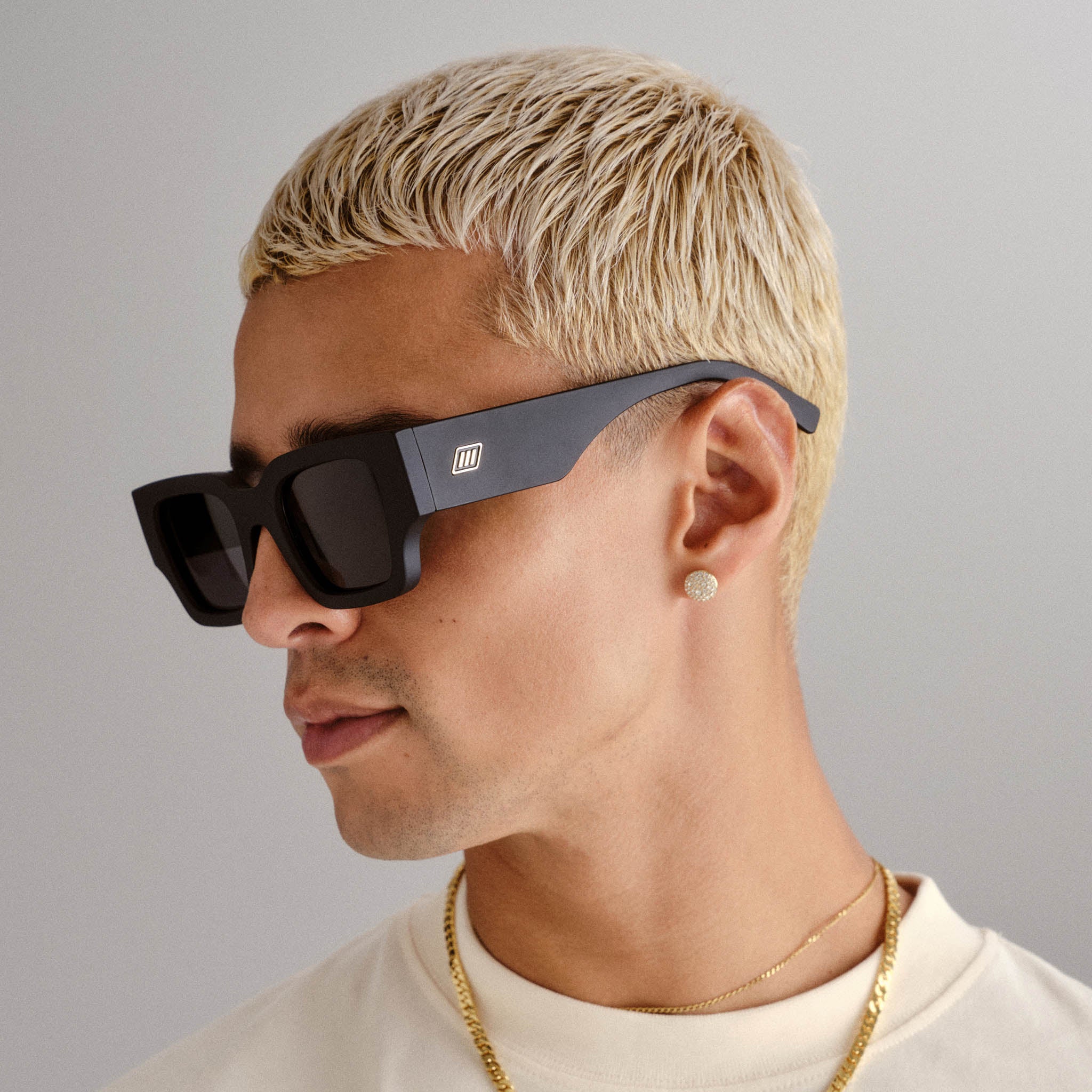 Atlantis Matte Black Uni-Sex Rectangle Sunglasses | Le Specs – Le Specs AU