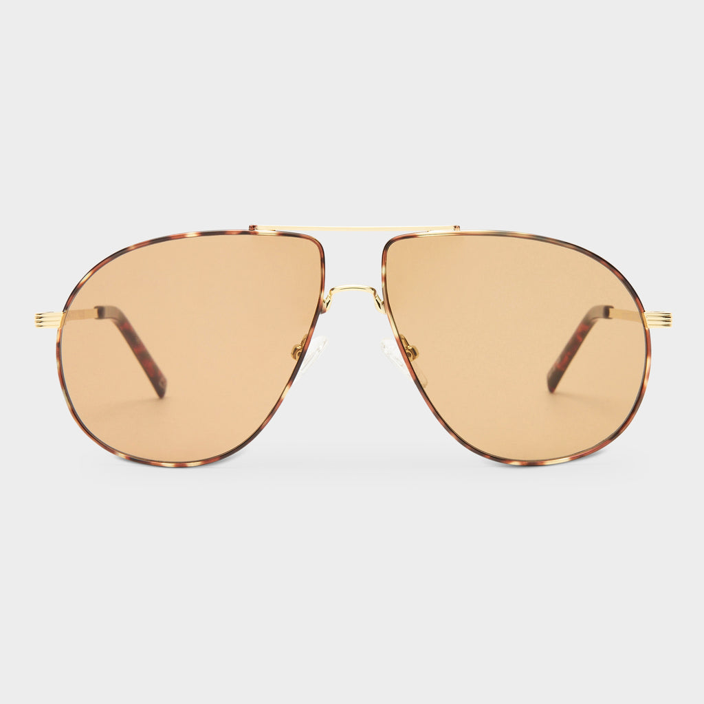 Schmaltzy Bright Gold Tortoise Shell Uni Sex Aviator Sunglasses Le Specs