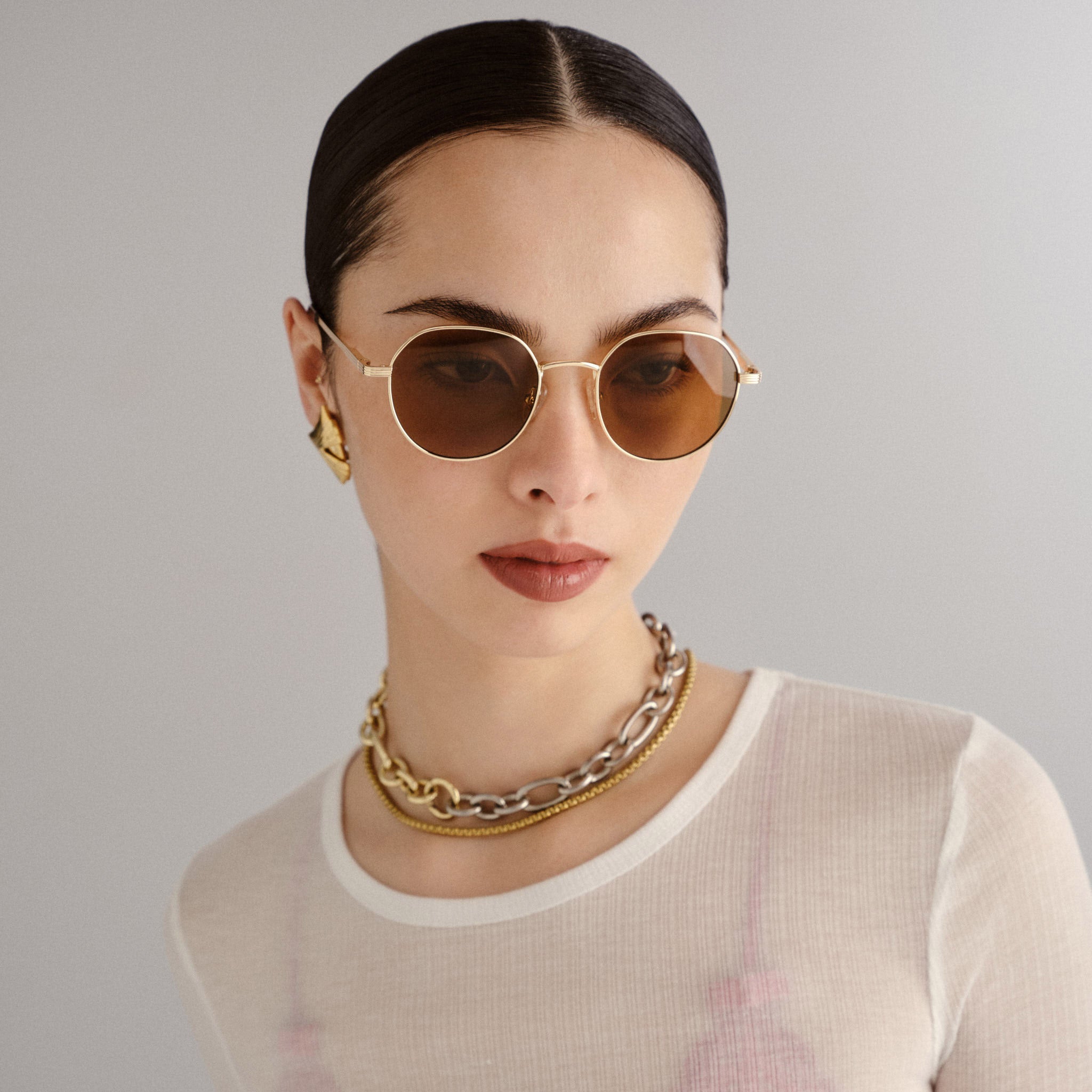 Odyssey Gold Uni-Sex Round Sunglasses | Le Specs