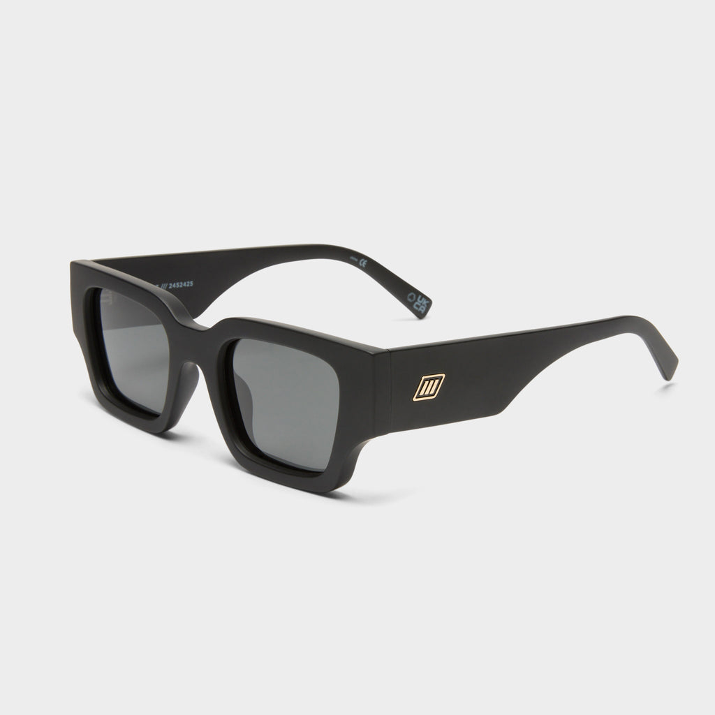 Atlantis Matte Black Uni-Sex Rectangle Sunglasses | Le Specs