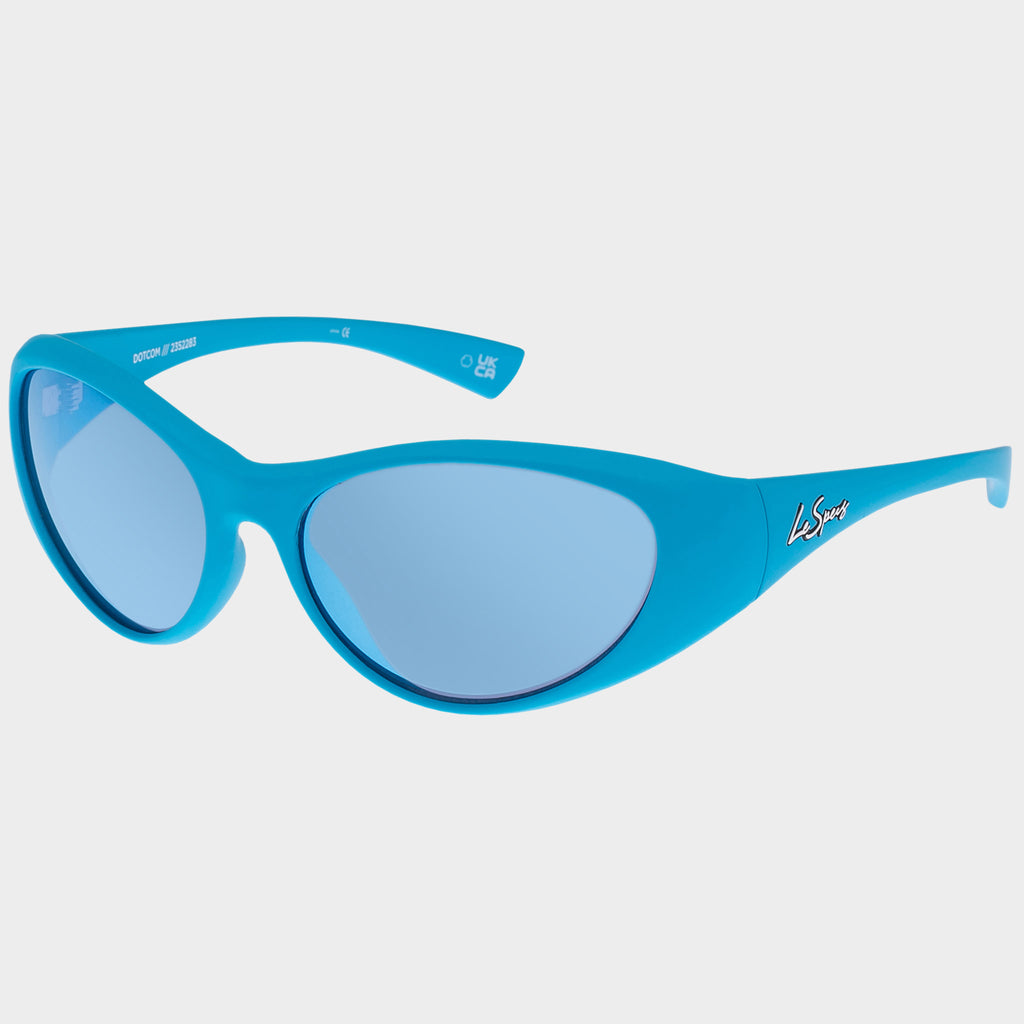 Dotcom Matte Cyan Uni-Sex Wrap Sunglasses | Le Specs
