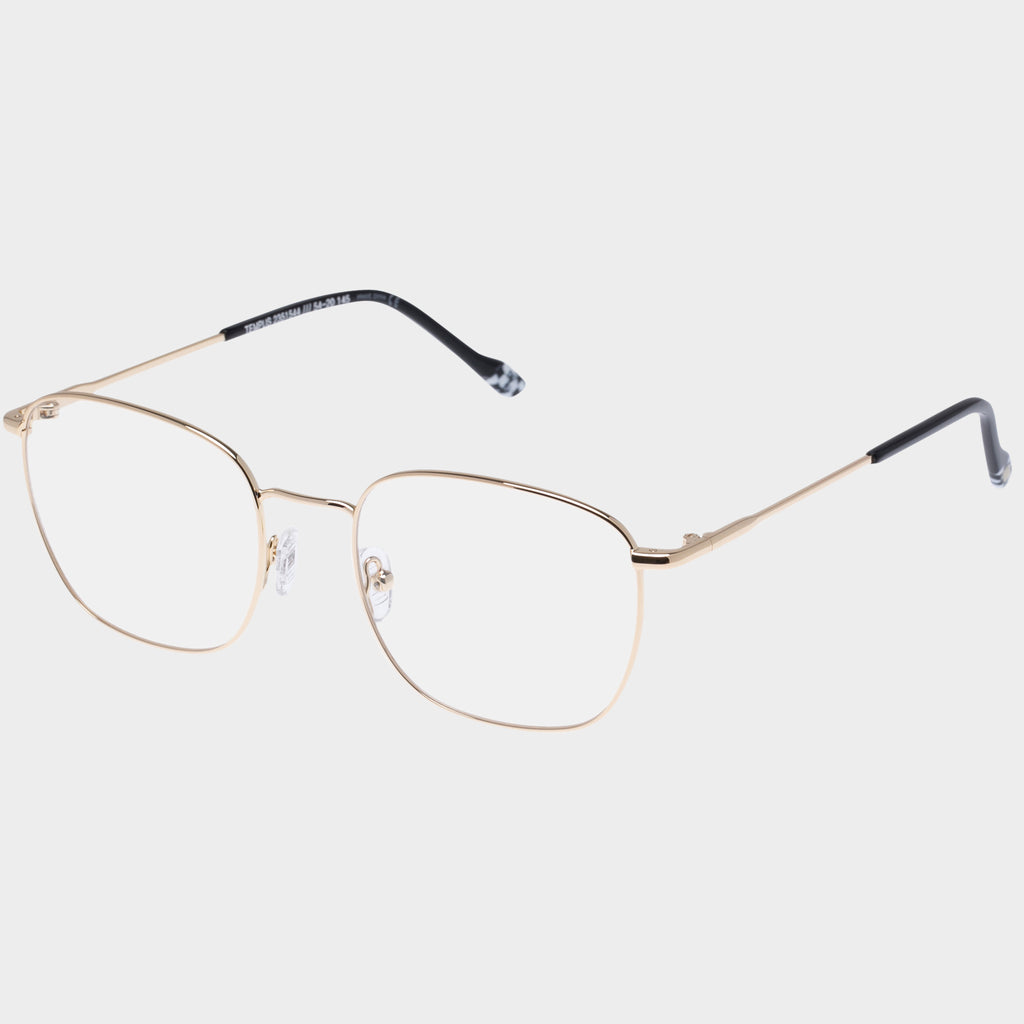 Tempus Bright Gold Uni-Sex Square Optical Frames | Le Specs
