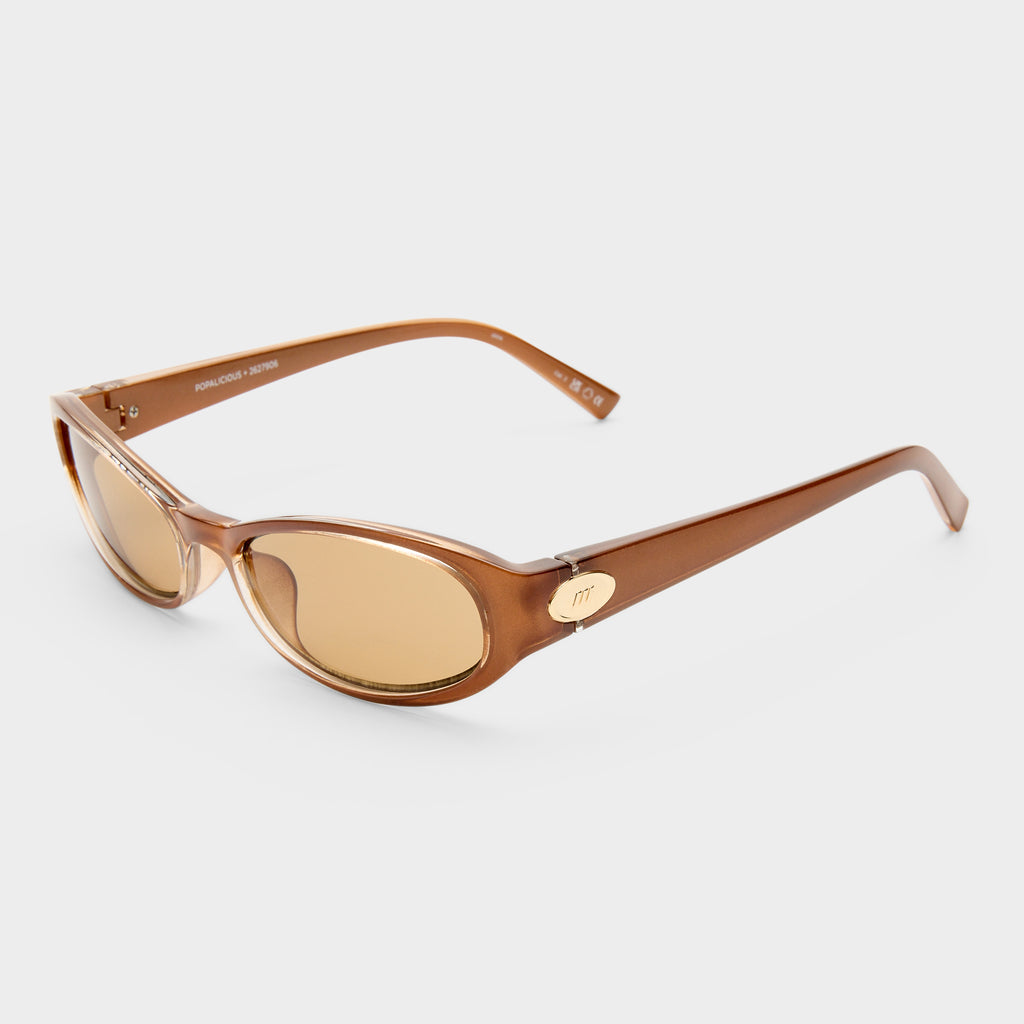 Popalicious Wide Fit Pearl Caramel Female Oval Sunglasses | Le Specs